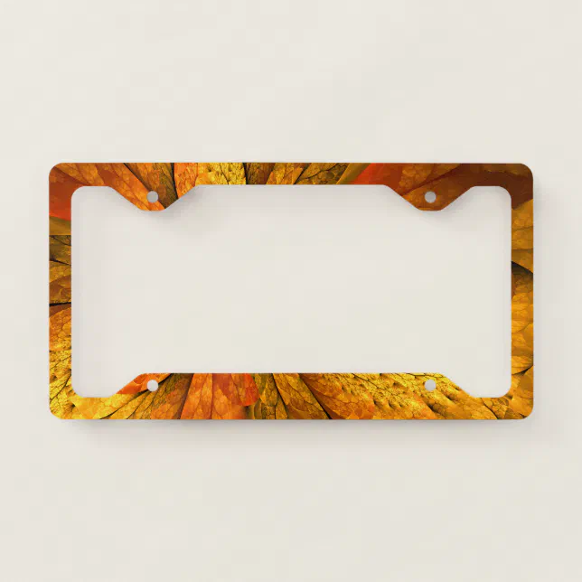 Autumn Feeling, Modern Abstract Fractal Flower License Plate Frame | Zazzle
