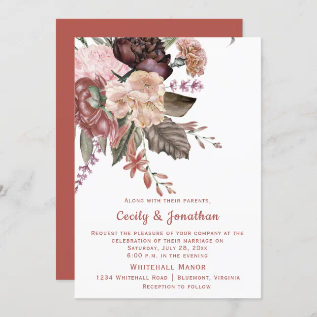 Autumn Floral Bouquet Wedding | Invitation | Zazzle