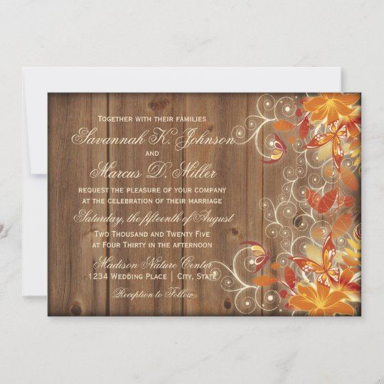 Autumn Floral Rustic Wood Fall Wedding Invitations | Zazzle.com