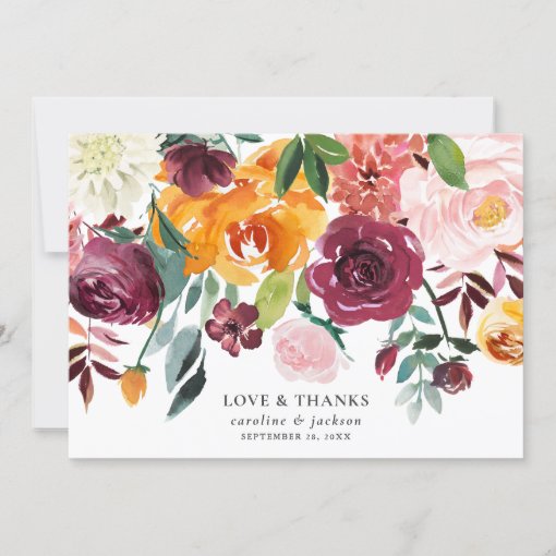 Autumn Floral Thank You Card | Zazzle
