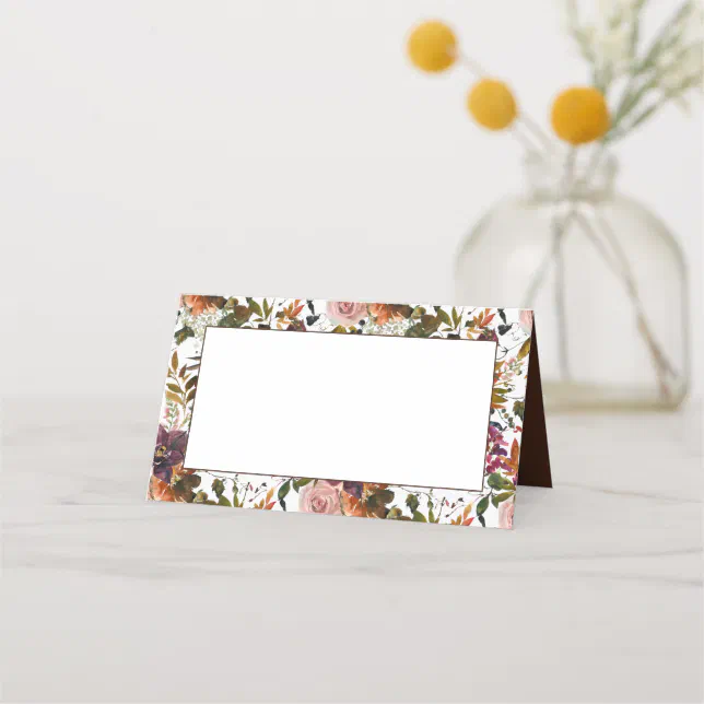 Autumn Floral Thanksgiving Dinner Place Card | Zazzle