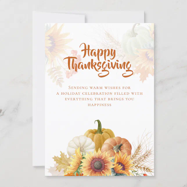 Autumn Floral Thanksgiving Greeting Card | Zazzle