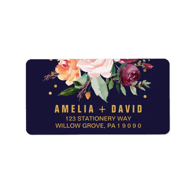 Autumn Floral Wedding Label | Zazzle