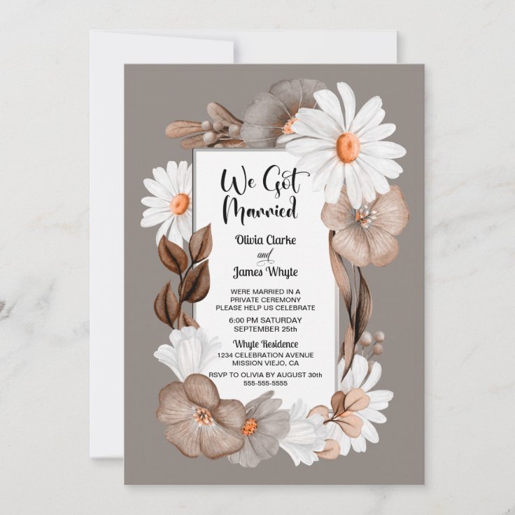 Autumn Floral Wedding Reception Invitation | Zazzle