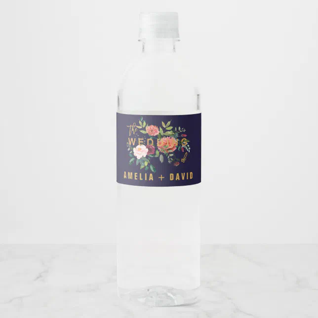 Autumn Floral Wedding Water Bottle Label | Zazzle