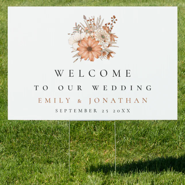 Autumn Florals Welcome to Wedding Sign | Zazzle