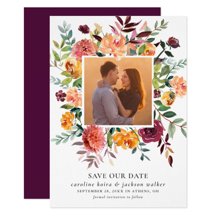 Autumn Flowers Photo Save the Date Invitation | Zazzle.com