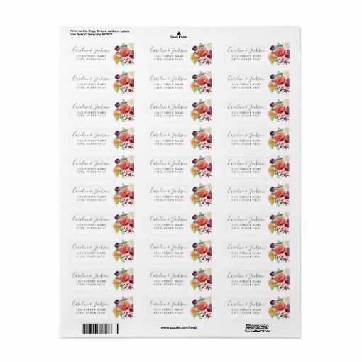 Autumn Flowers Return Address Labels | Zazzle