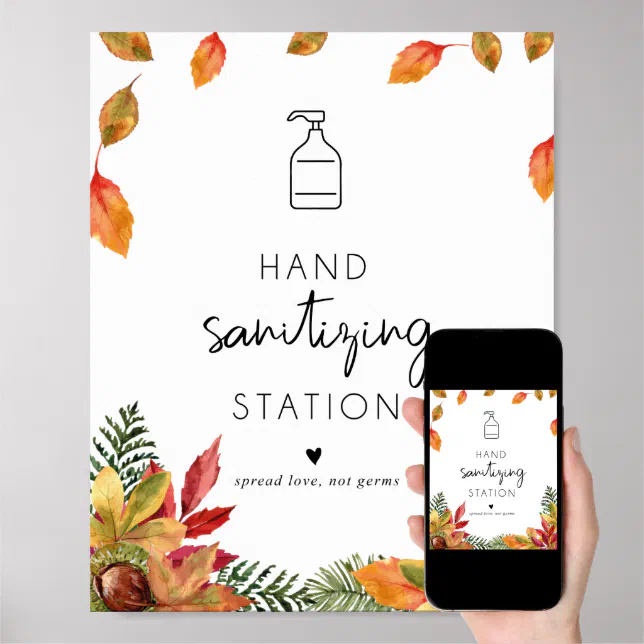 Autumn Foliage Hand sanitizing Station Poster | Zazzle