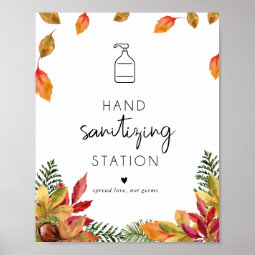 Autumn Foliage Hand sanitizing Station Poster | Zazzle