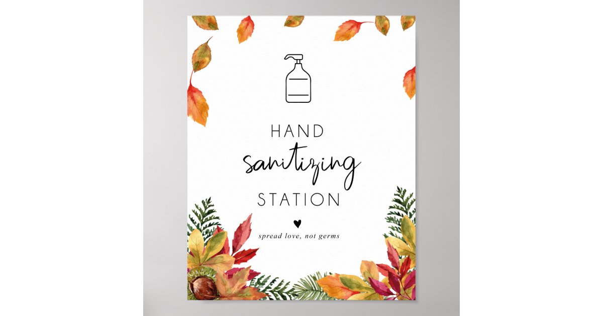 Autumn Foliage Hand sanitizing Station Poster | Zazzle