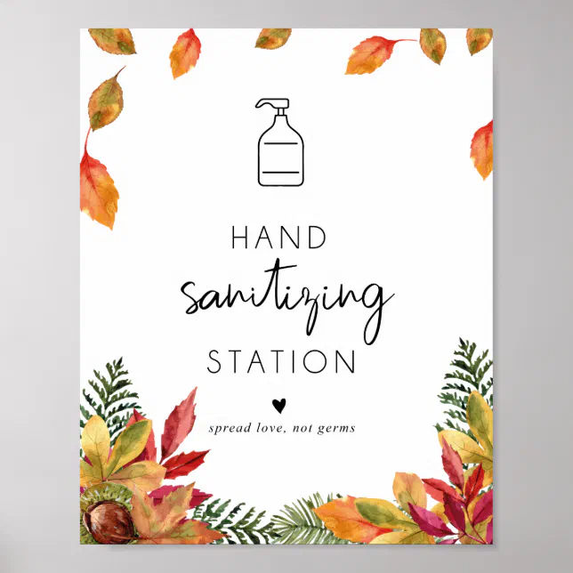 Autumn Foliage Hand sanitizing Station Poster | Zazzle