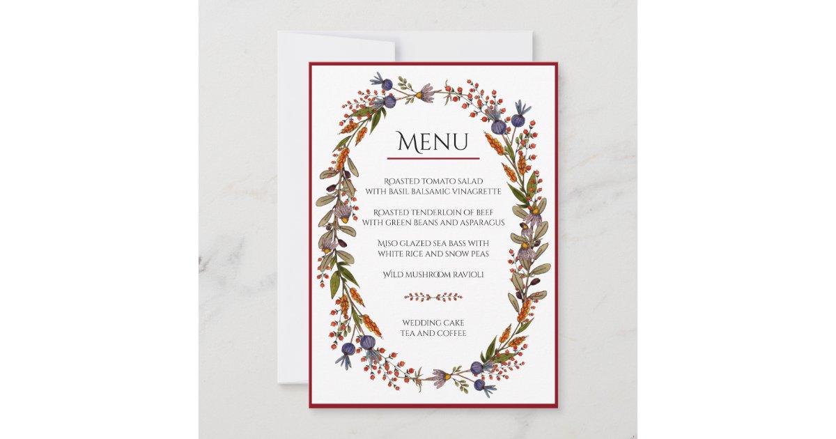Autumn Foliage Menu Card | Zazzle