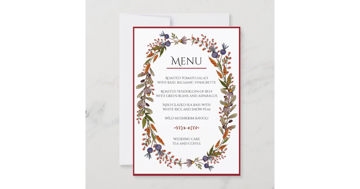 Autumn Foliage Menu Card | Zazzle