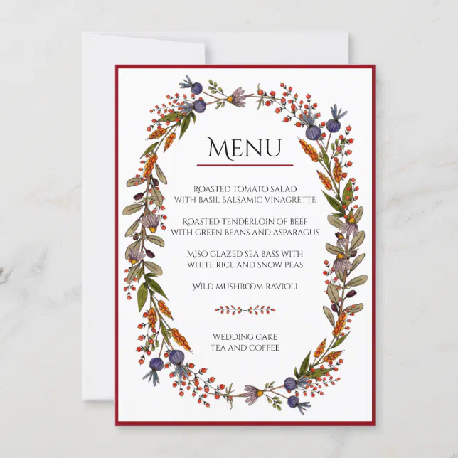 Autumn Foliage Menu Card | Zazzle