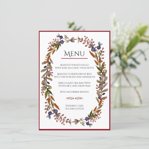 Autumn Foliage Menu Card | Zazzle