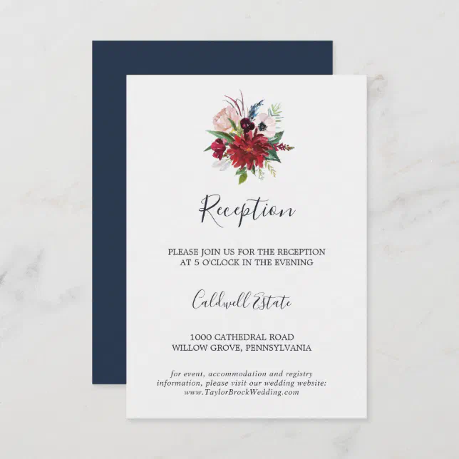 Autumn Garden | Burgundy Reception Insert Card | Zazzle