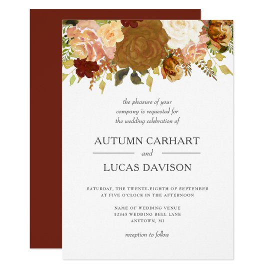 Autumn Garden Rustic Floral Wedding Invitation | Zazzle.com
