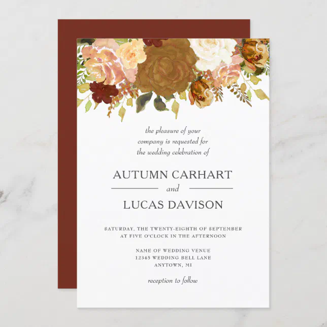 Autumn Garden Rustic Floral Wedding Invitation | Zazzle