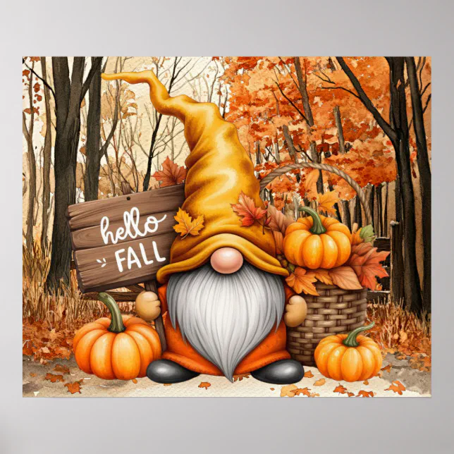 Autumn Gnome Poster | Zazzle
