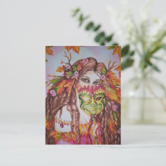 Autumn Goddess Harvest Moon Masquerade Postcard | Zazzle