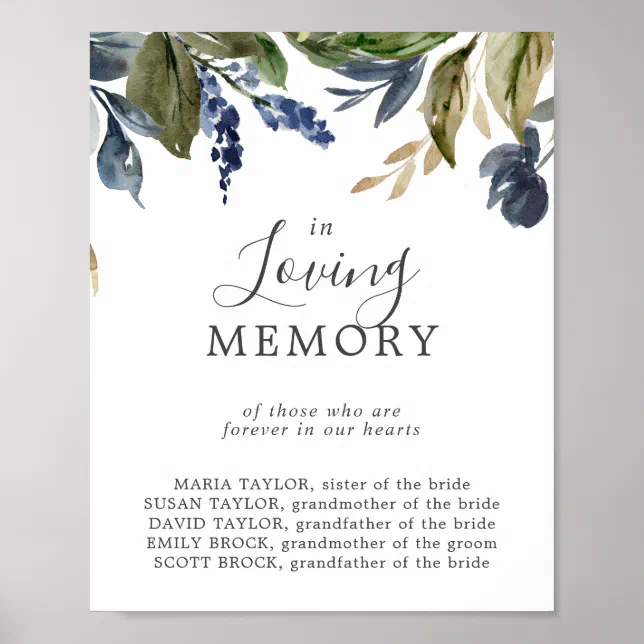 Autumn Greenery In Loving Memory Memorial Sign | Zazzle
