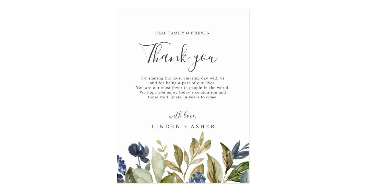 Autumn Greenery Thank You Reception Card | Zazzle.com