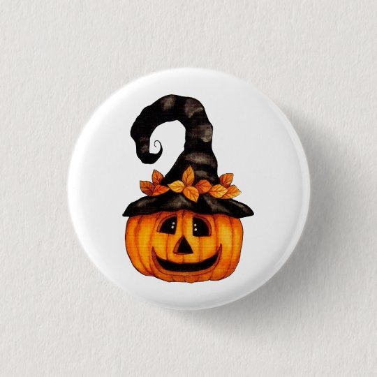 Autumn Halloween Jack-o-Lantern Pumpkin Button | Zazzle.com