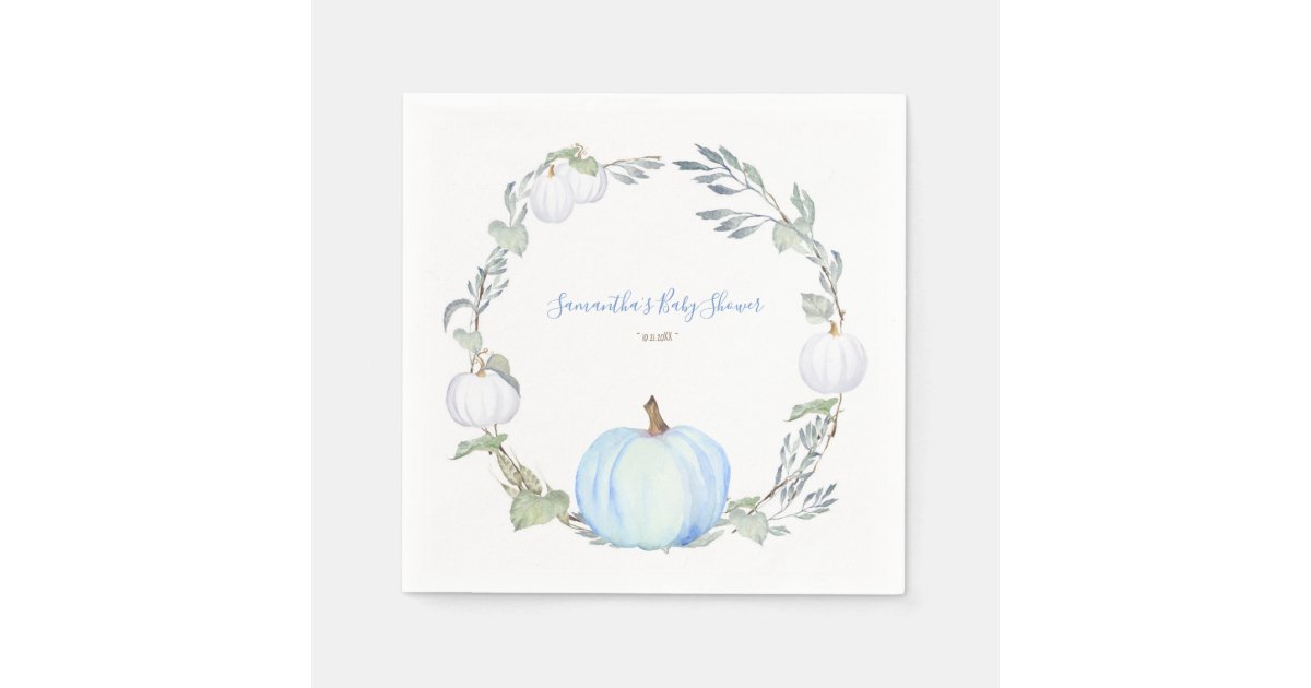 Autumn Harvest Blue and White Pumpkin Napkins | Zazzle
