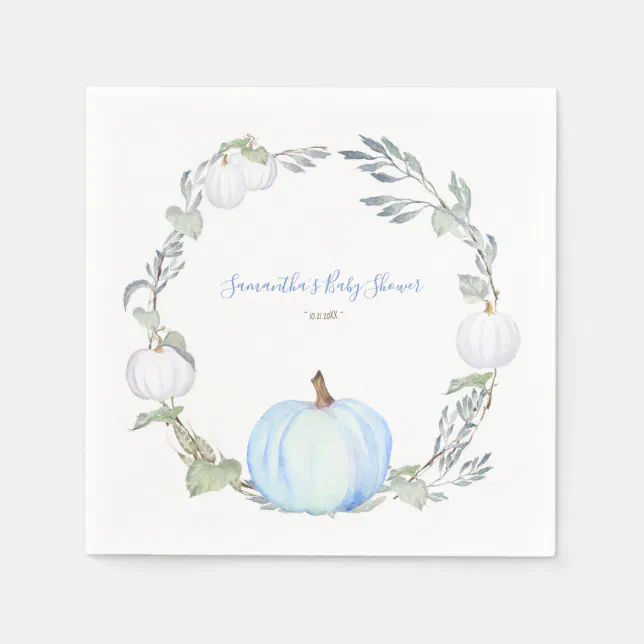 Autumn Harvest Blue and White Pumpkin Napkins | Zazzle