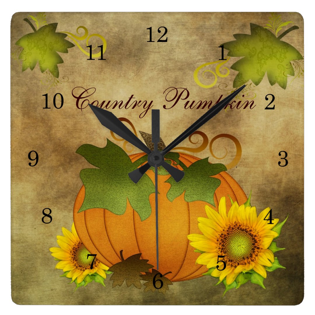 Autumn Harvest Country Pumpkin Clock | Zazzle