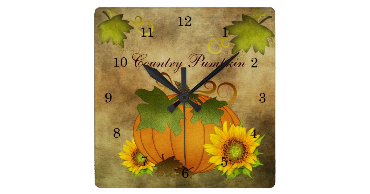Autumn Harvest Country Pumpkin Clock | Zazzle