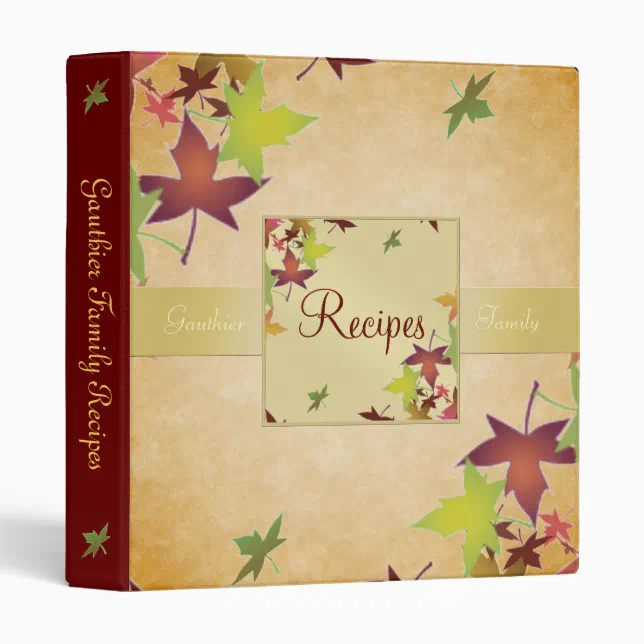 Autumn Harvest Fall Leafs Recipe Cookbook Binder | Zazzle