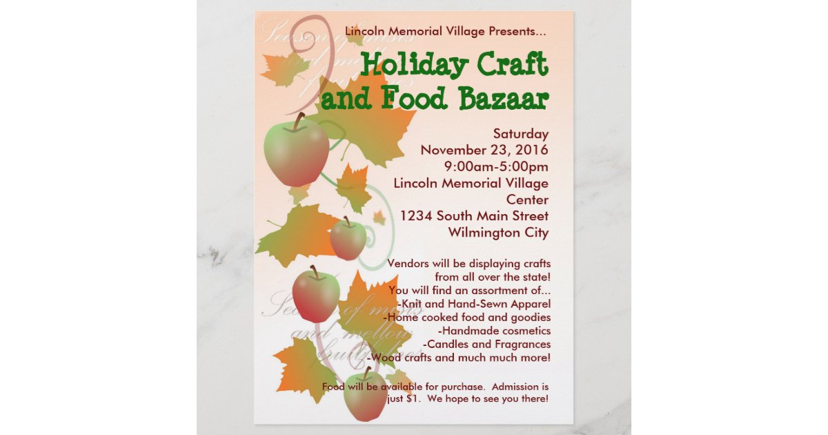 Autumn Harvest Holiday Craft Bazaar Flyer | Zazzle