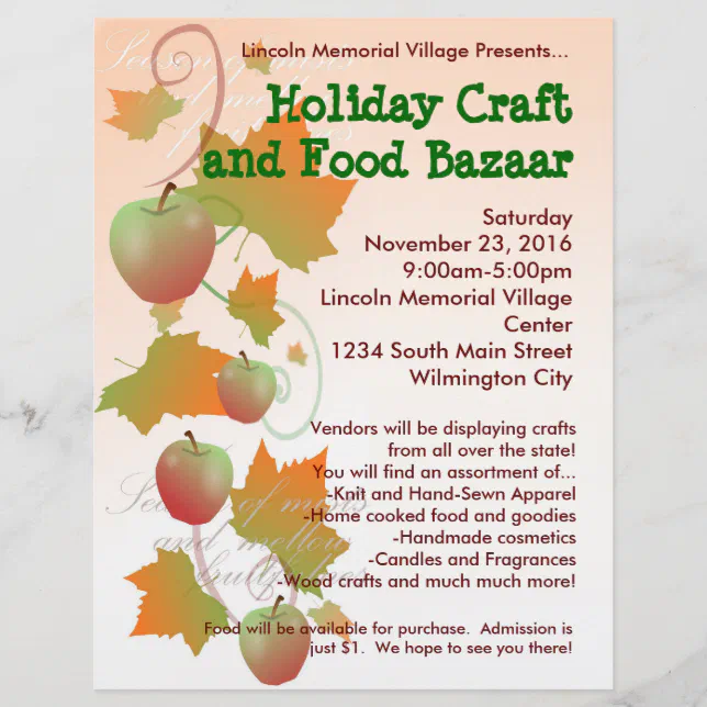 Autumn Harvest Holiday Craft Bazaar Flyer | Zazzle
