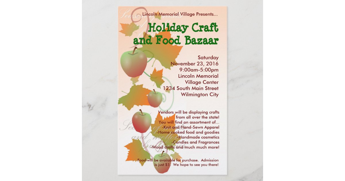 Autumn Harvest Holiday Craft Bazaar Small Flyer | Zazzle