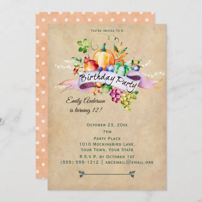 Autumn Harvest Lights Birthday Invitation | Zazzle