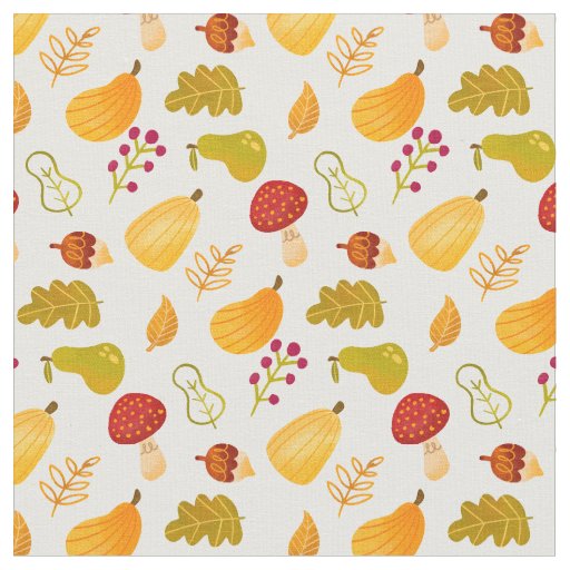 Autumn Harvest Pattern Fabric | Zazzle