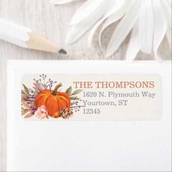 Autumn Harvest Pumpkin Botanical Label | Zazzle