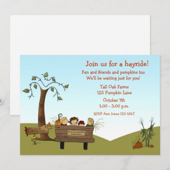 Autumn Hayride, Cart, Kids Invitation | Zazzle