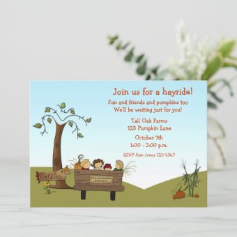 Autumn Hayride, Cart, Kids Invitation | Zazzle