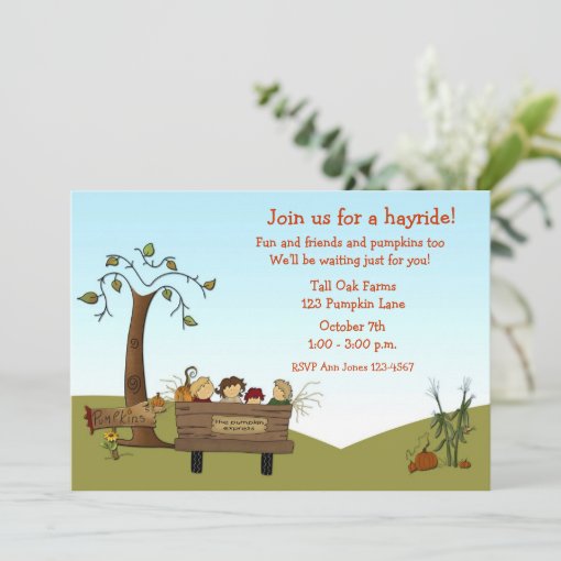 Autumn Hayride, Cart, Kids Invitation | Zazzle