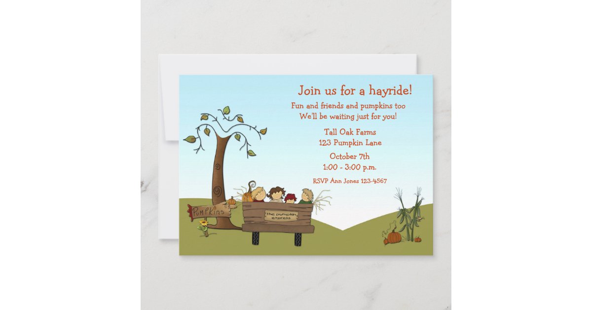 Autumn Hayride, Cart, Kids Invitation | Zazzle