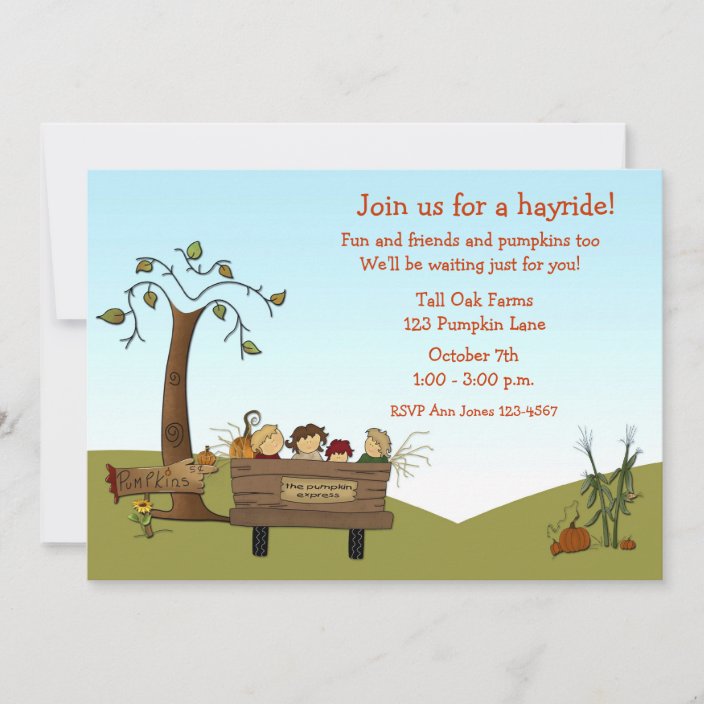 Autumn Hayride, Cart, Kids Invitation | Zazzle.com