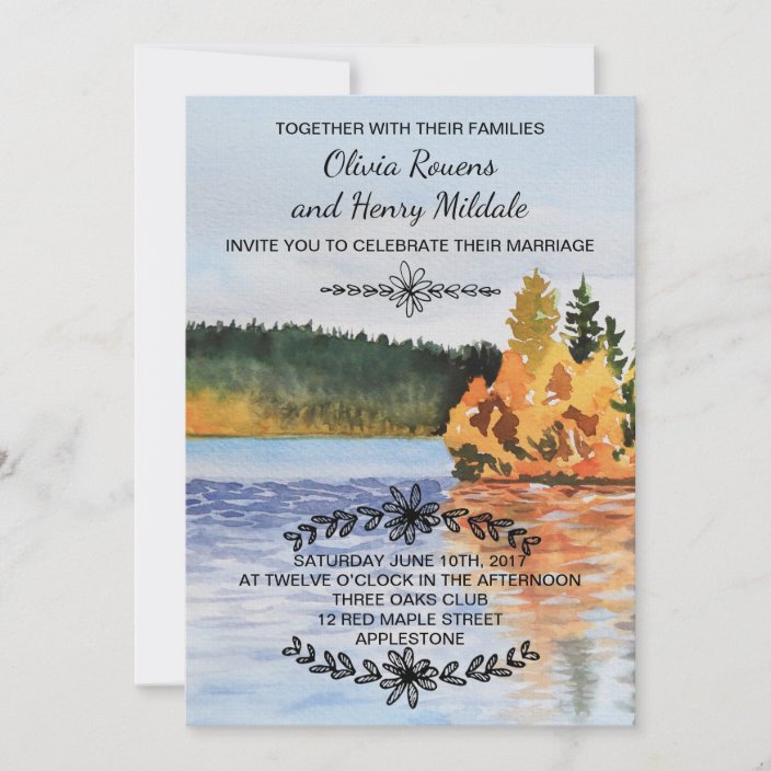 Autumn lake invitation | Zazzle
