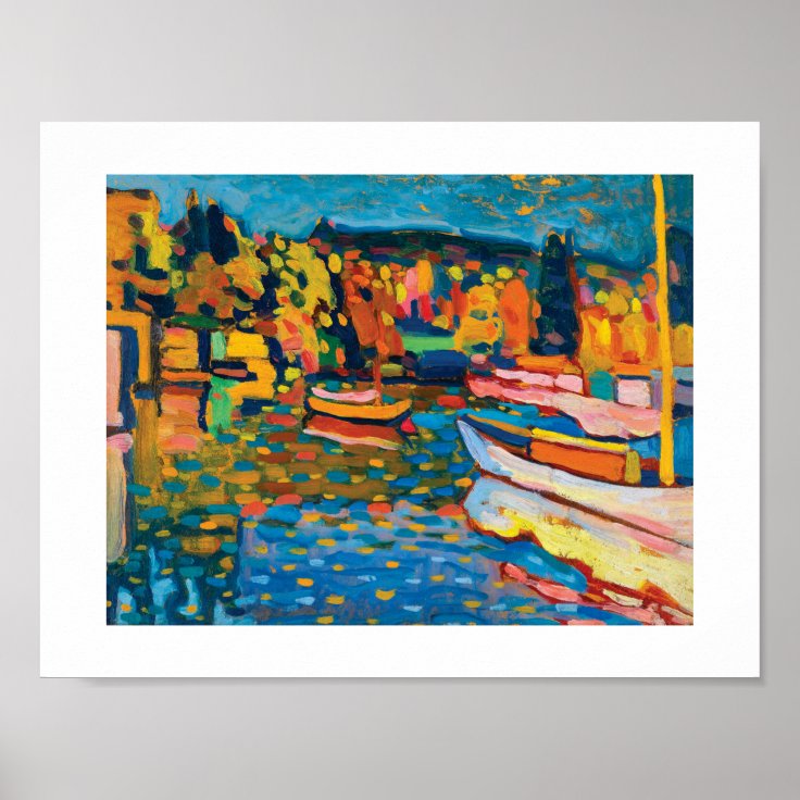 Autumn Landscape with Boats by Wassily Kandinsky Poster | Zazzle