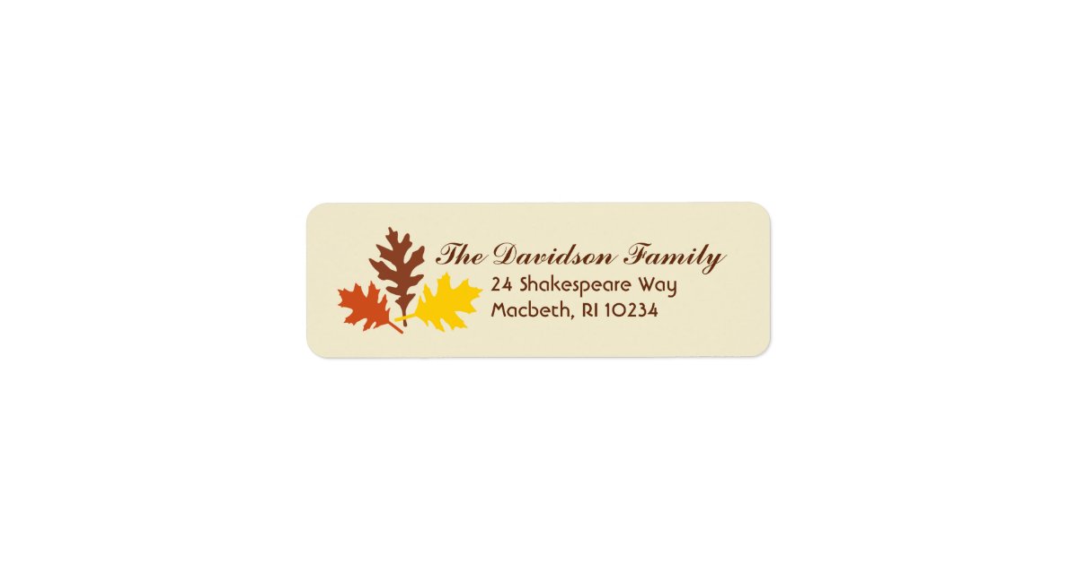 Autumn Leaves Address Label on Cream | Zazzle