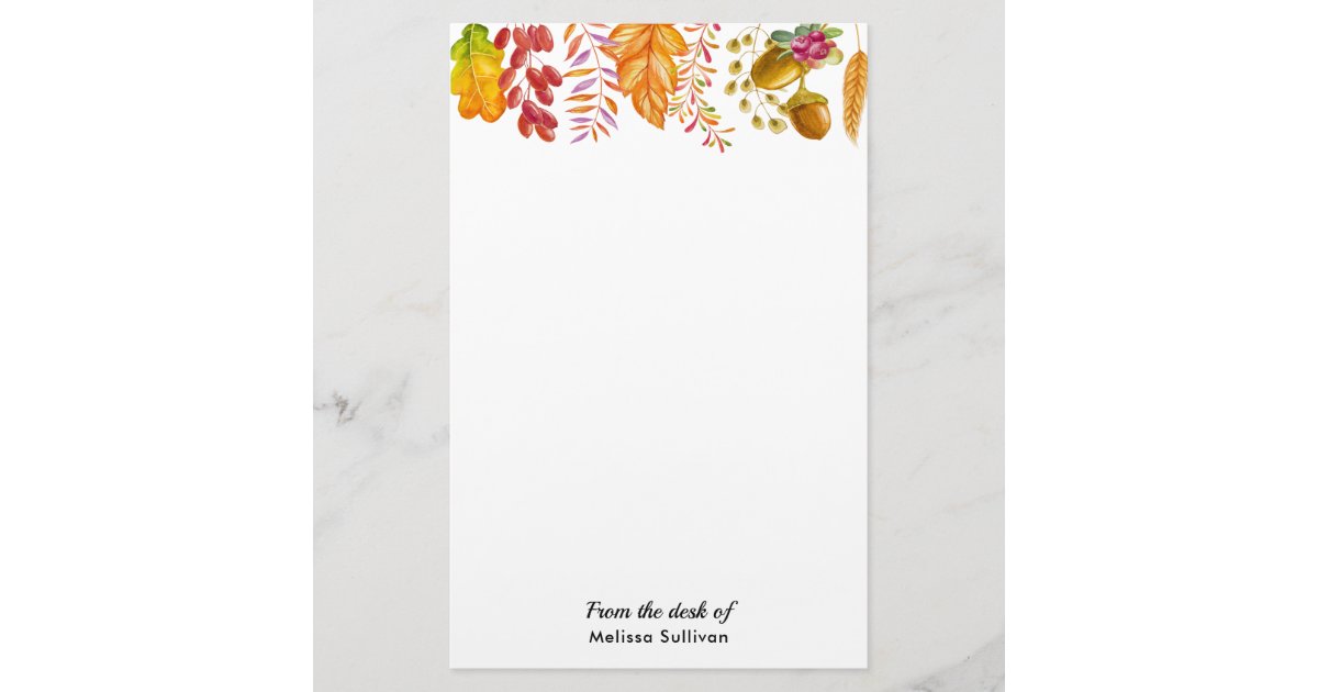Autumn Leaves and Foliage Border Stationery | Zazzle