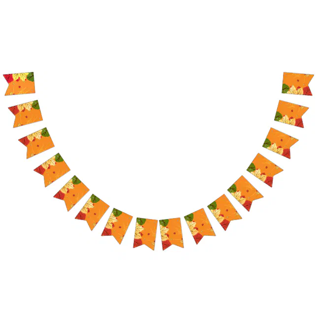 Autumn Leaves At Sunset Bunting Flags | Zazzle