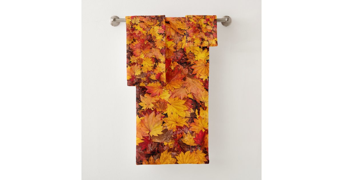 AUTUMN LEAVES BATH TOWEL SET | Zazzle